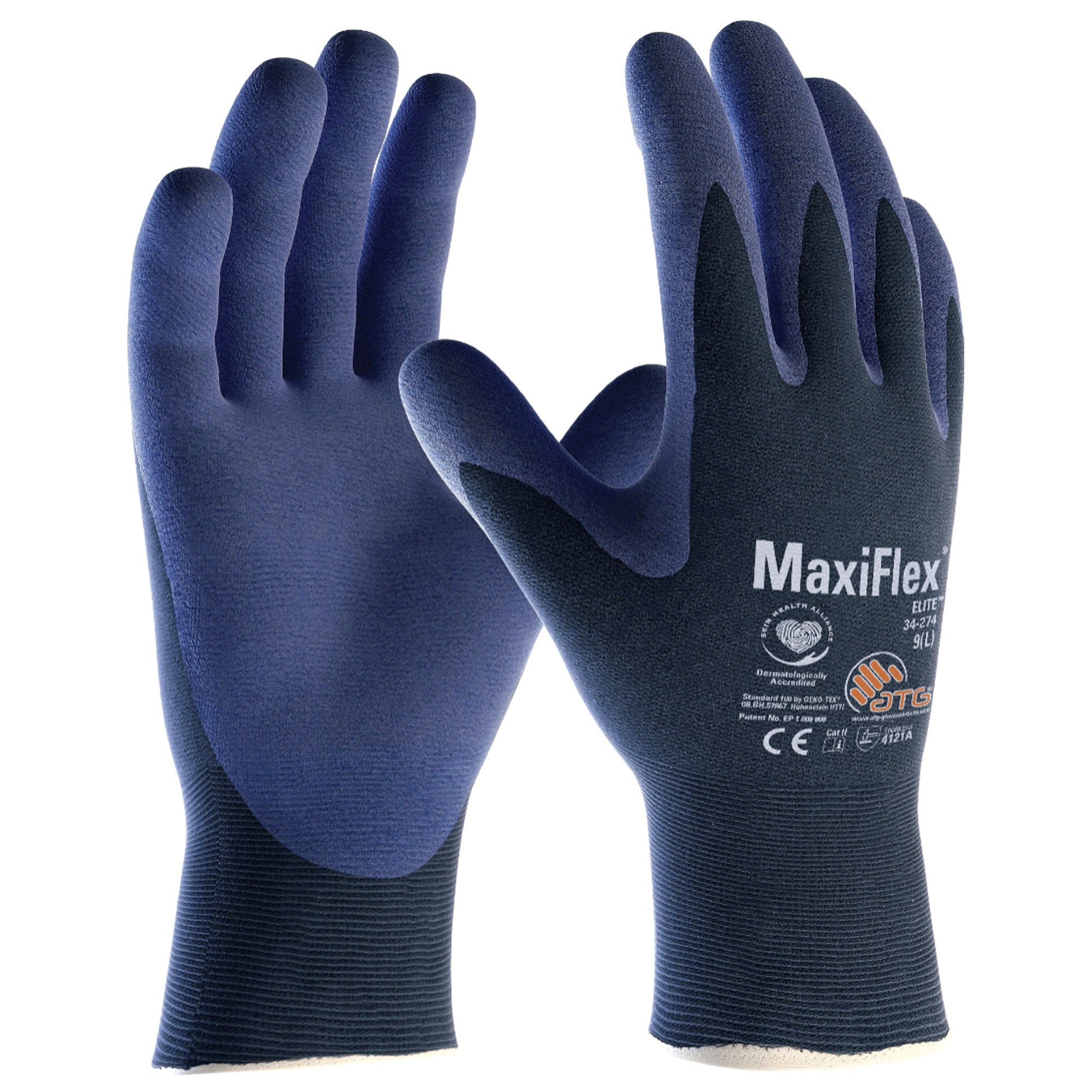 ATG MaxiFlex® Elite™ Gloves 34-274 Palm Coated Knitwrist Lightweight Pair – Start Safety UK