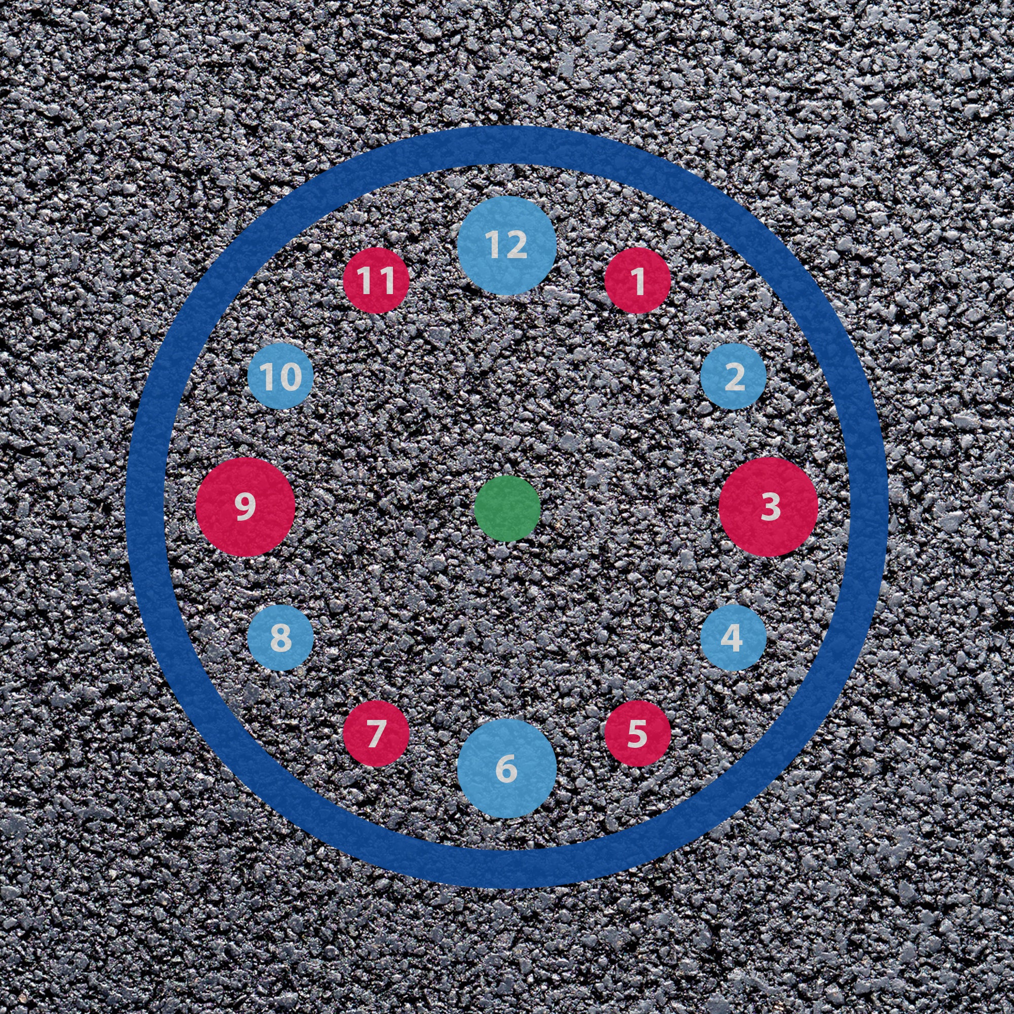 Basic 12 Hour Clock Playground Marking (3000mm x 3000mm) | Preformed ... Basic 12 Hour Clock Playground Marking (3000mm x 3000mm) | Preformed ...