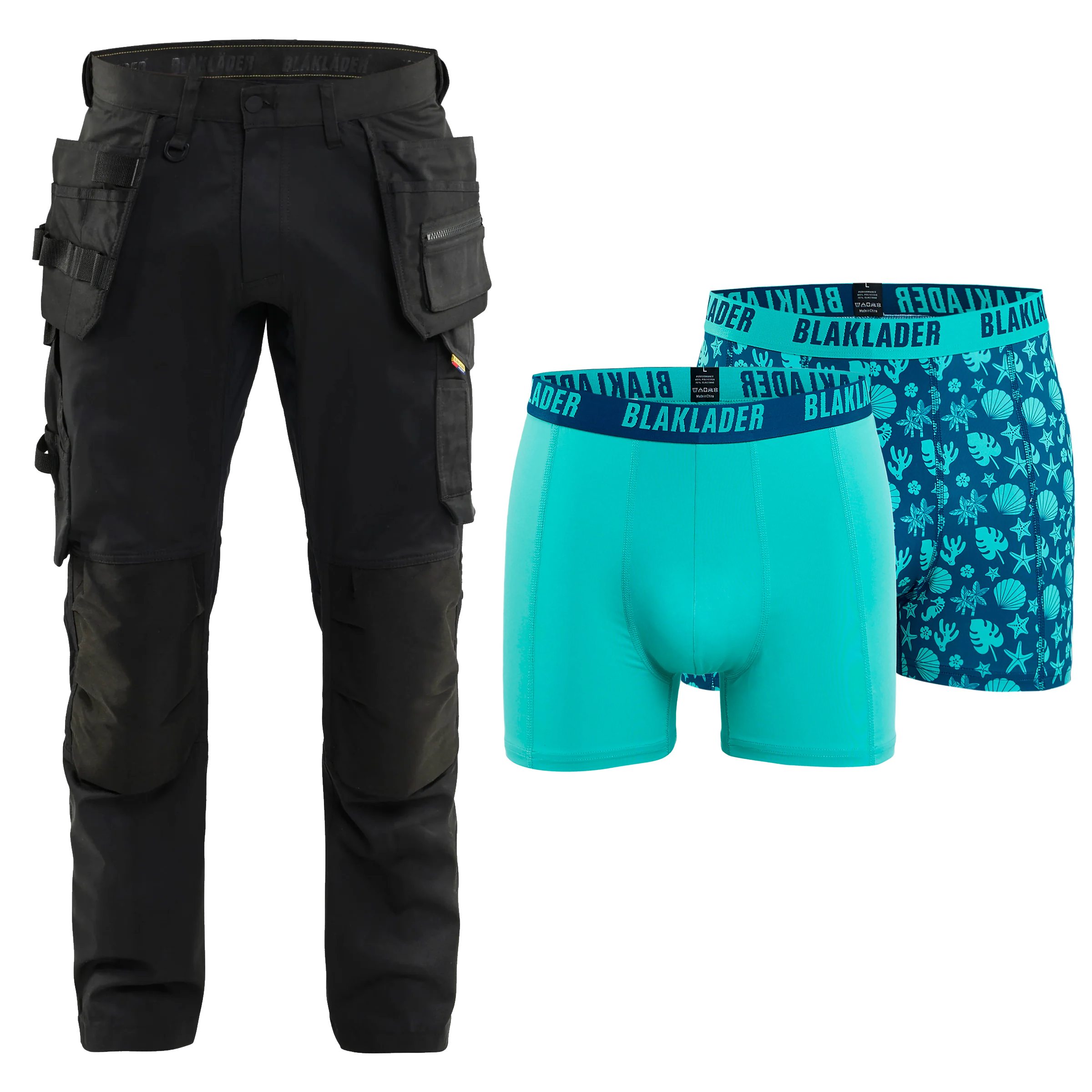 Blaklader Bundle: 1750 Black Craftsman Trousers With Stretch + Boxers ...