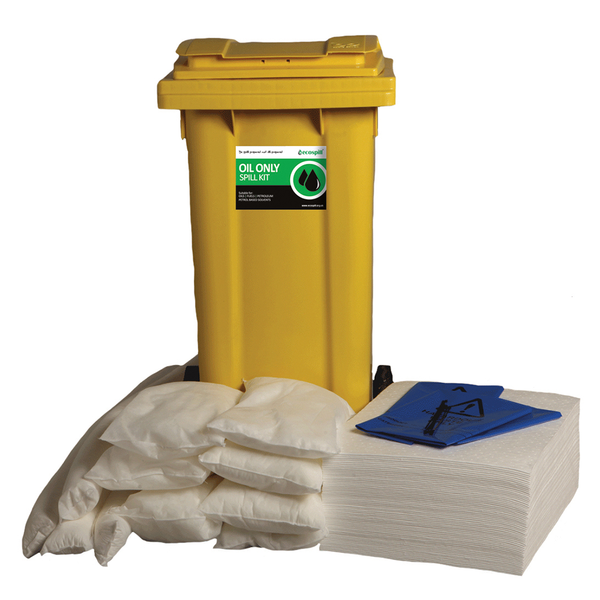 Ecospill 120L Oil Only Spill Response Kit 2 Wheel PE Bin | Start Safety UK