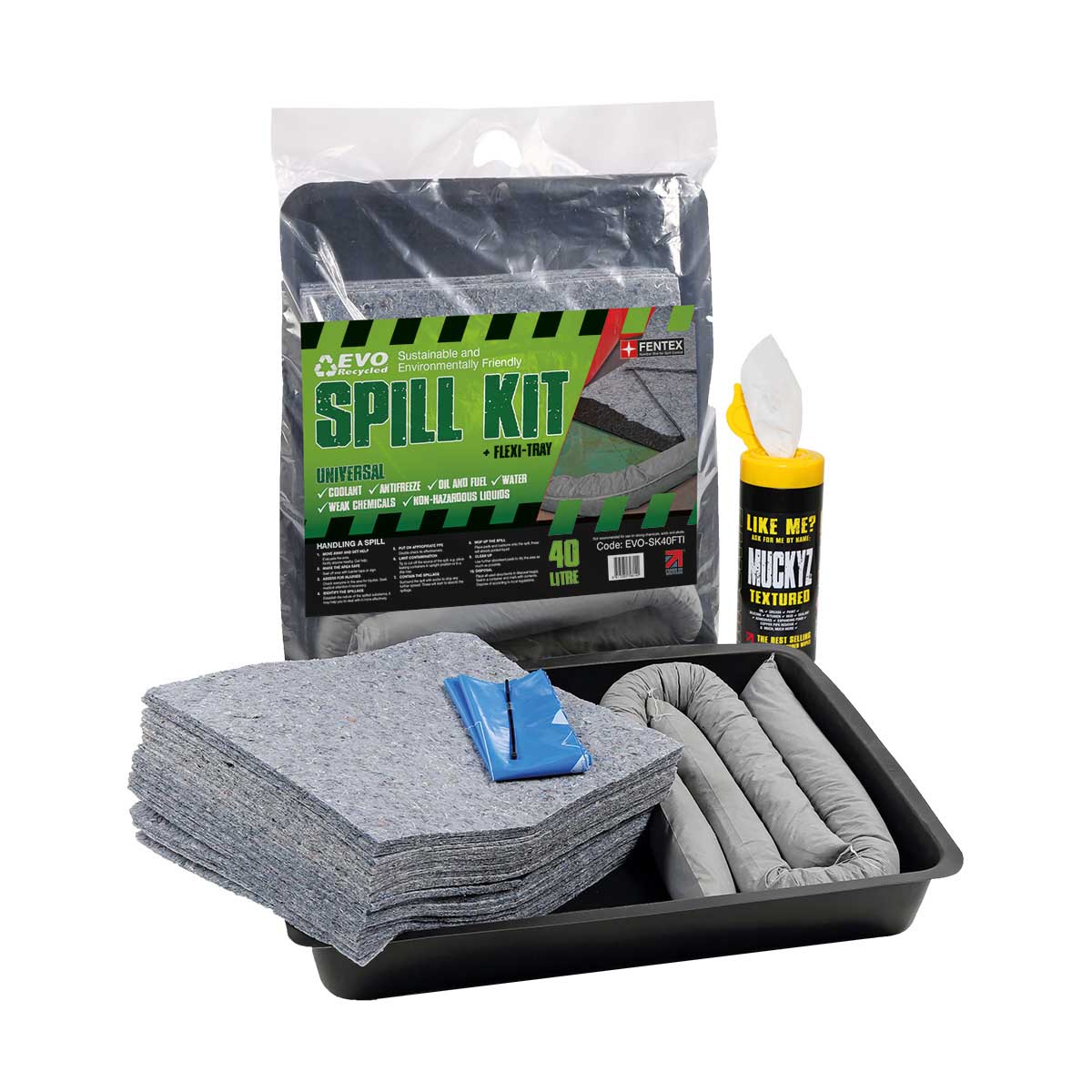 Fentex Evo Recycled® General Purpose 40 Litre Spill Kit with Flexi-Tray ...