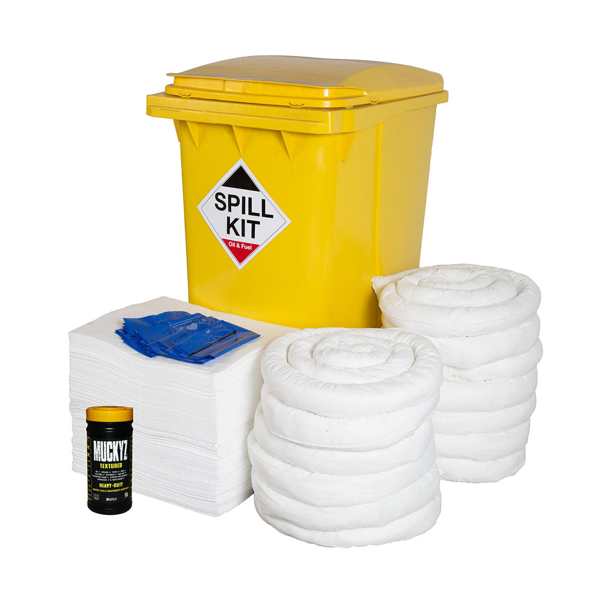 Fentex Oil and Fuel Kit - Yellow Wheelie Bin - 360L | Start Safety UK