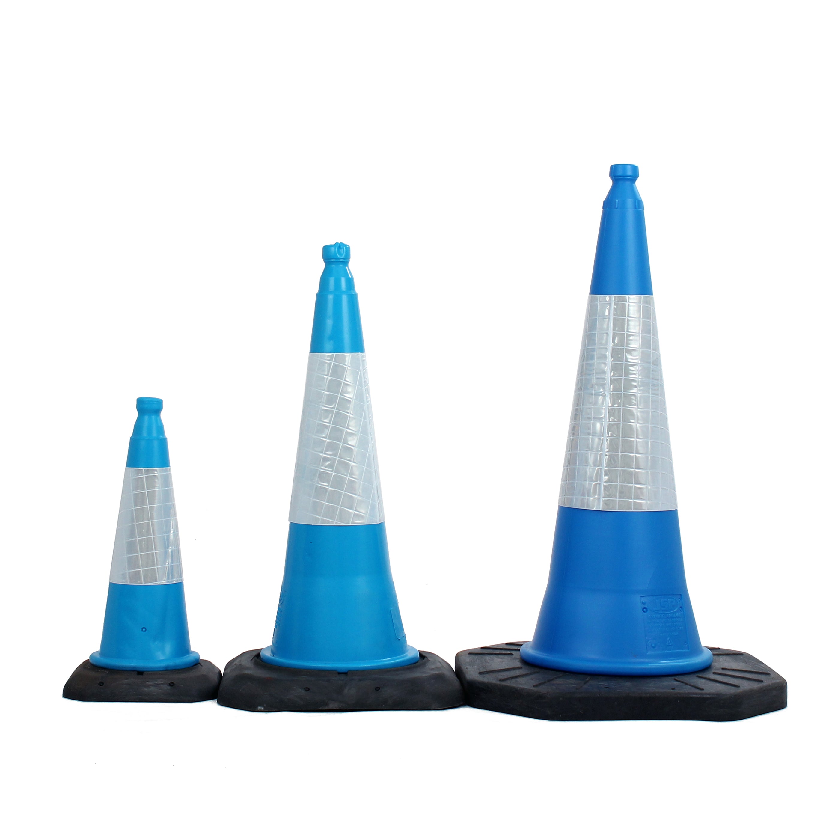 Blue and White Traffic Cones With Reflective Sleeves – Start Safety UK