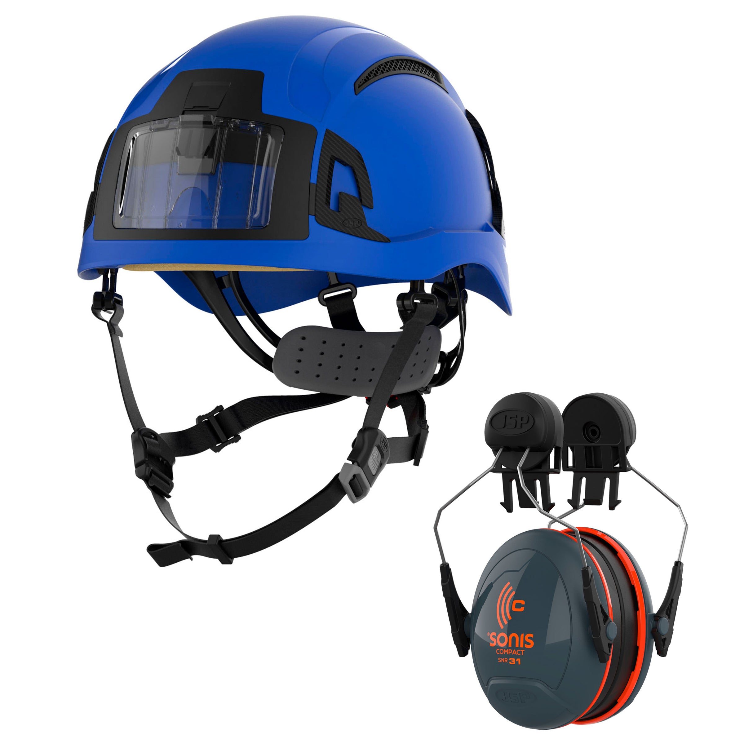 JSP EVO Alta Baseworker With JSP Sonis Ear Defenders Hard Hat Kit ...