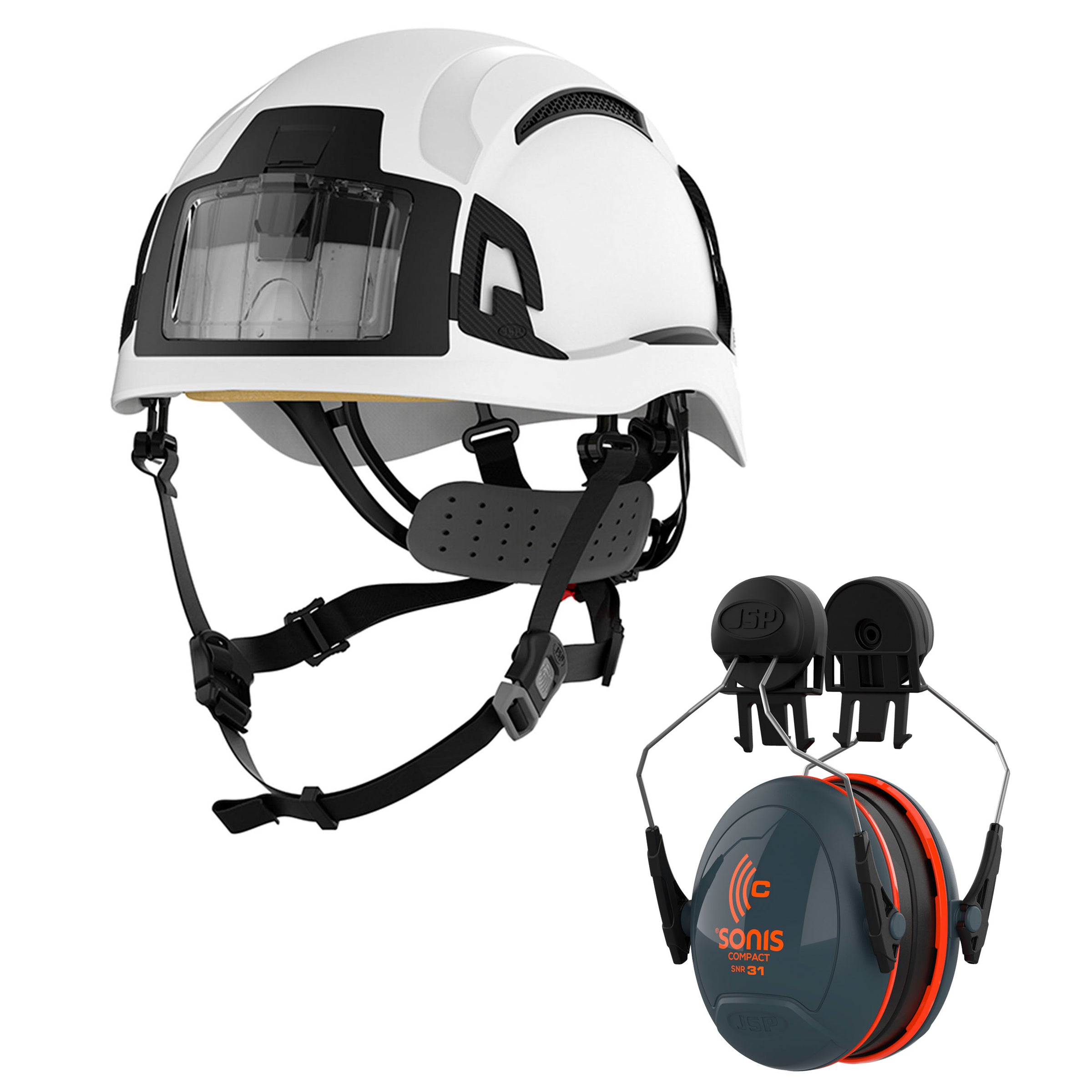 JSP EVO Alta Baseworker With JSP Sonis Ear Defenders Hard Hat Kit ...