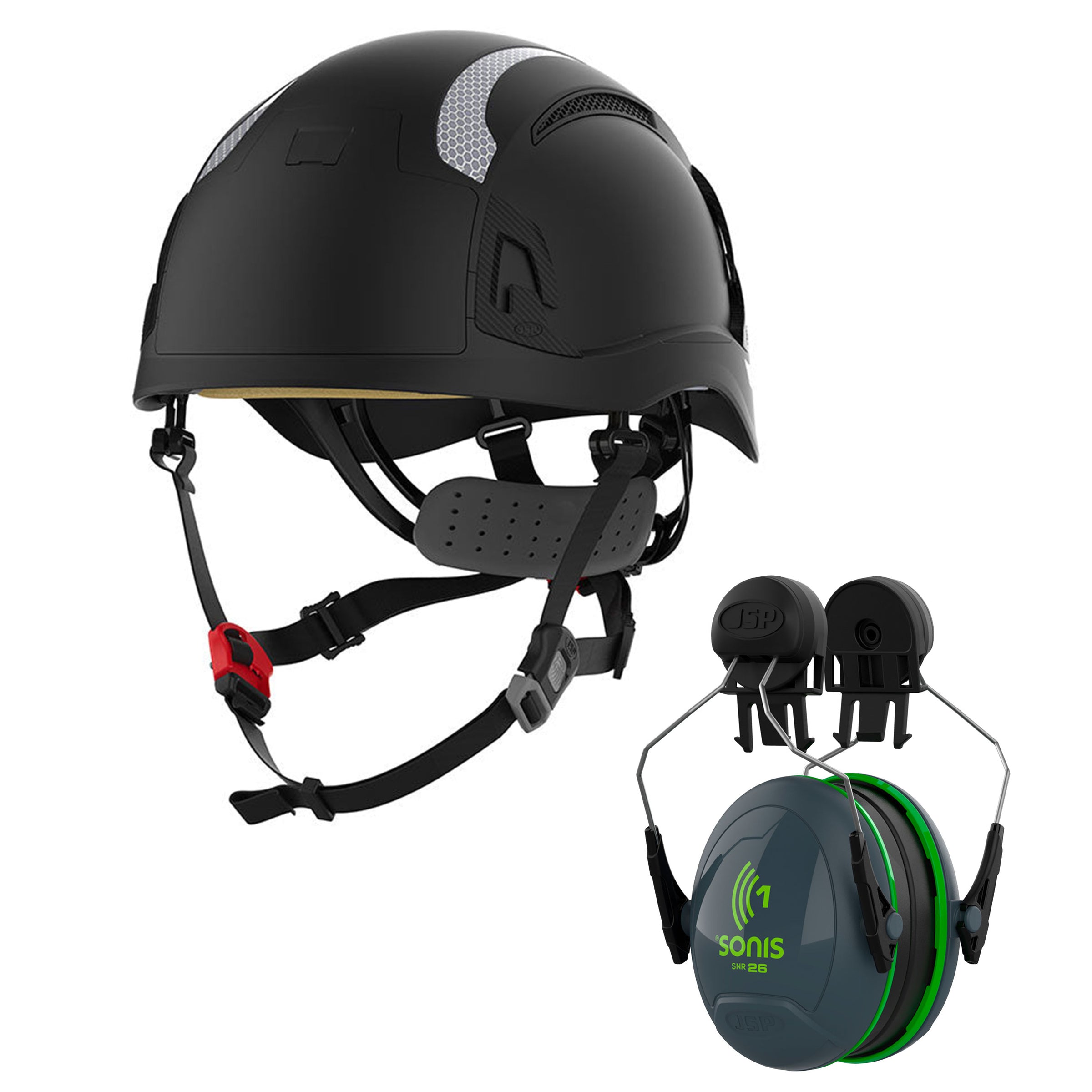JSP EVO Alta Dualswitch With JSP Sonis Ear Defenders Hard Hat Kit ...