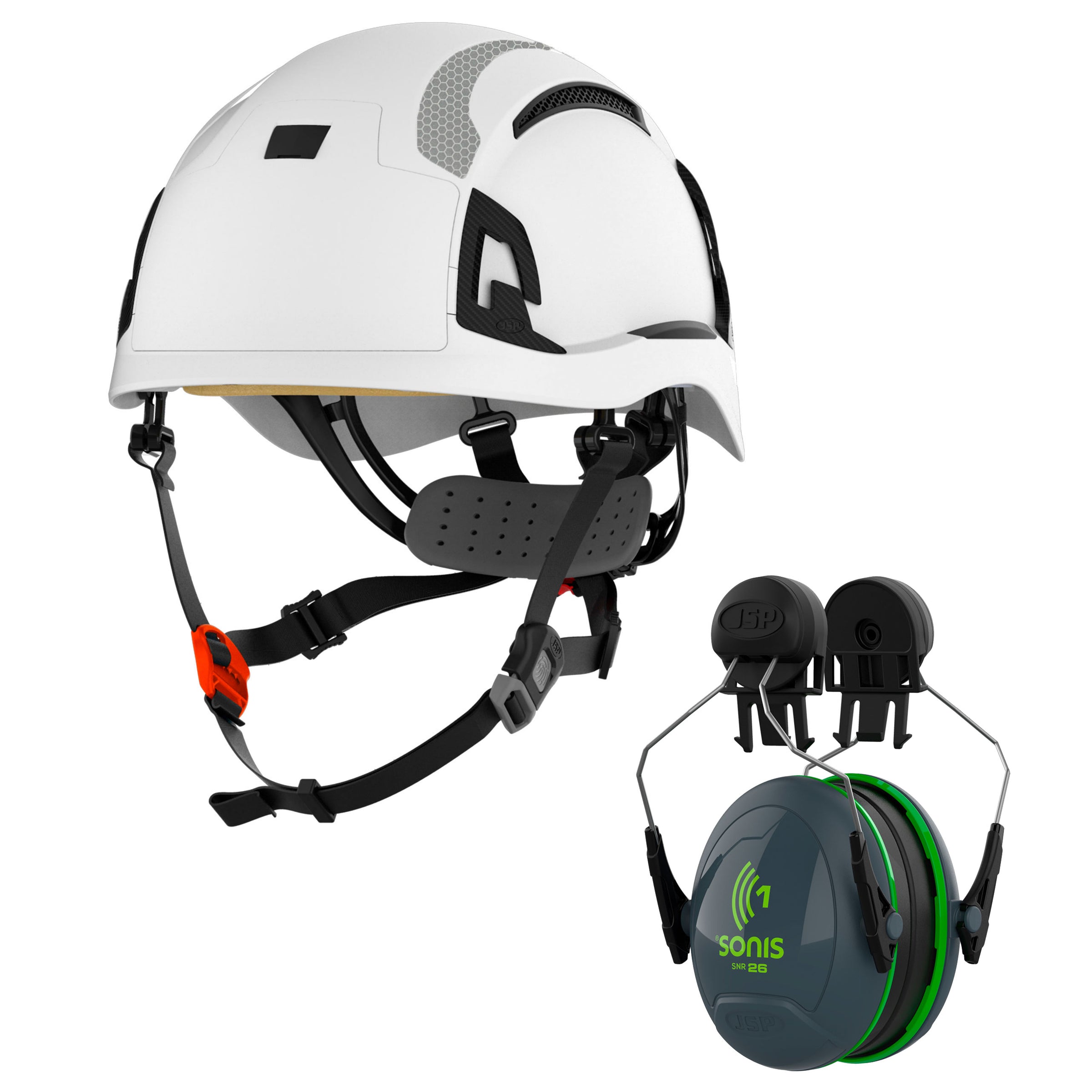 JSP EVO Alta Dualswitch With JSP Sonis Ear Defenders Hard Hat Kit ...