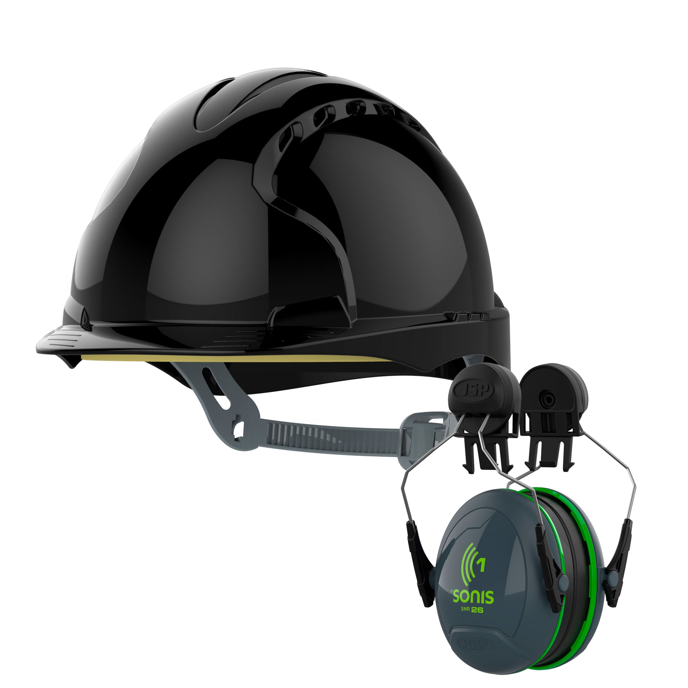 JSP EVO2 With JSP Sonis Ear Defenders Hard Hat Kit | Black | Start ...