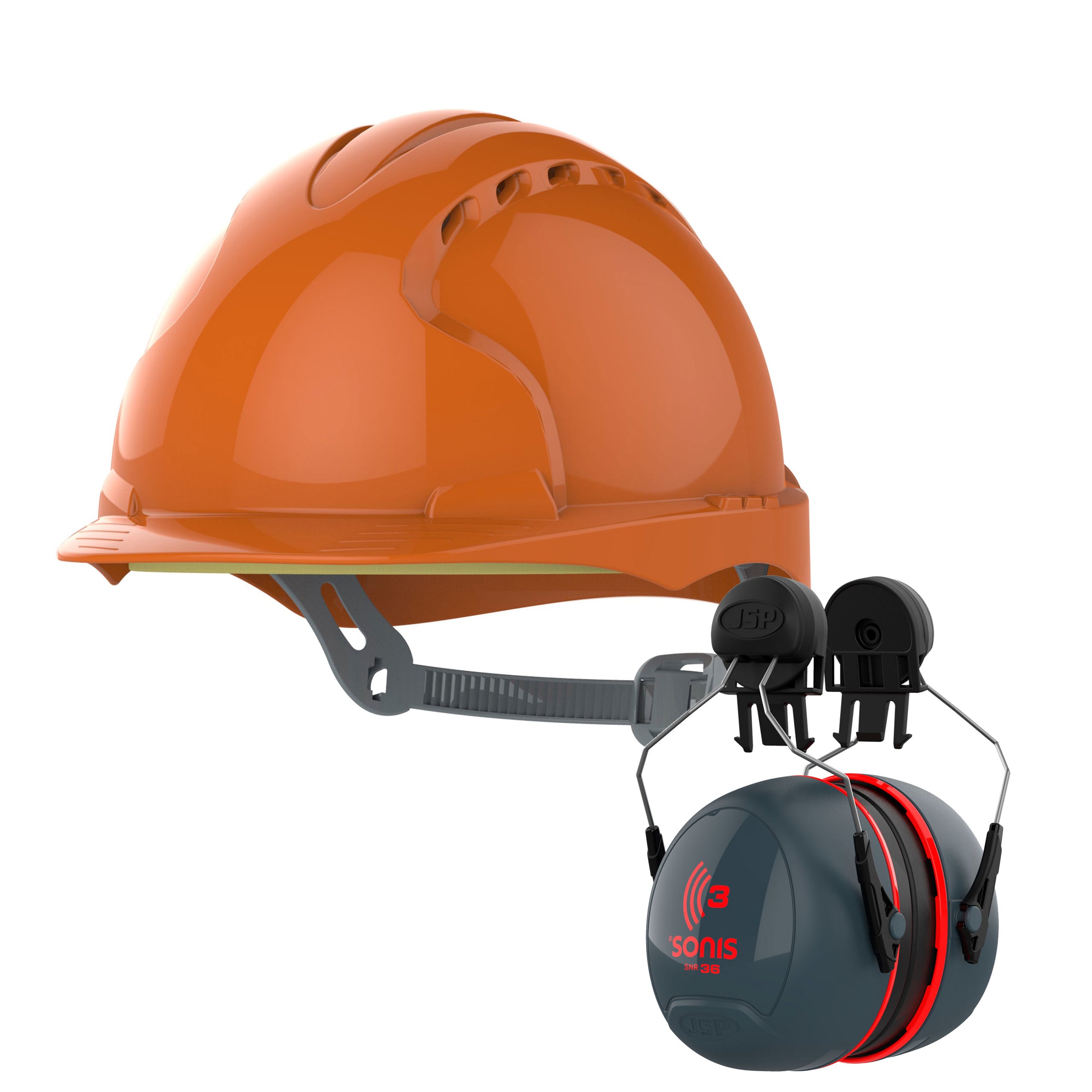 JSP EVO2 With JSP Sonis Ear Defenders Hard Hat Kit | Orange | Start ...