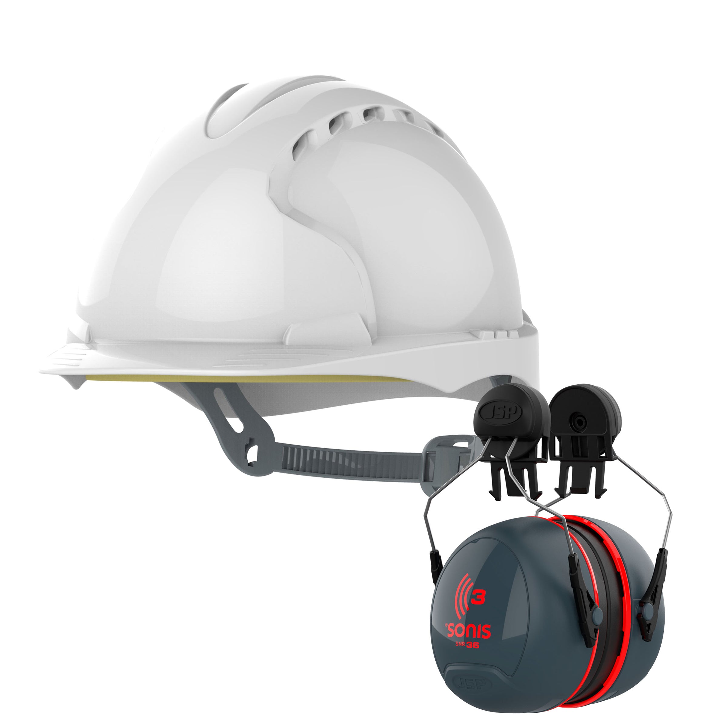 JSP EVO2 With JSP Sonis Ear Defenders Hard Hat Kit | White | Start ...