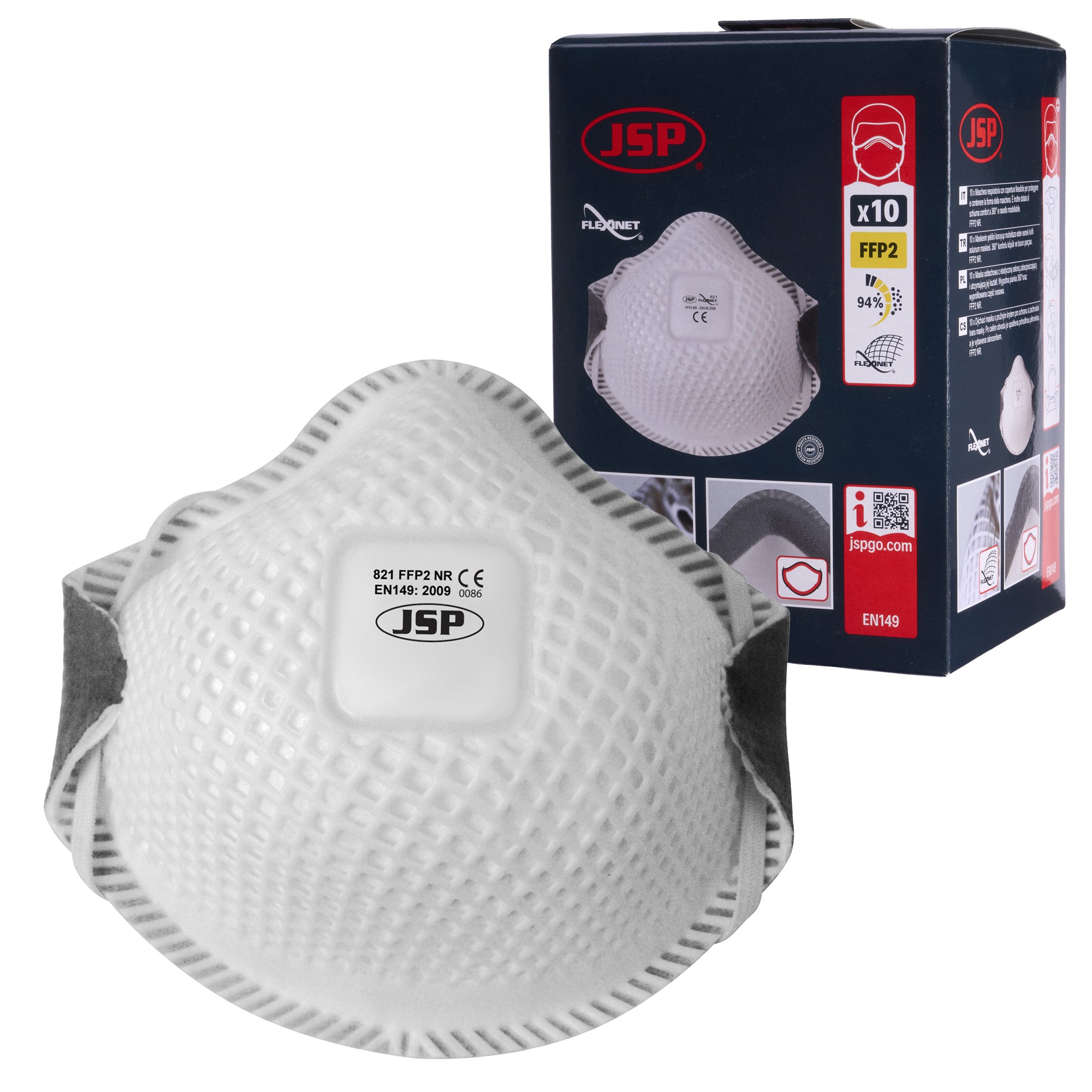 JSP Flexinet Mask FFP2 Disposable Face Mask - 821 - 94% Minimum ...