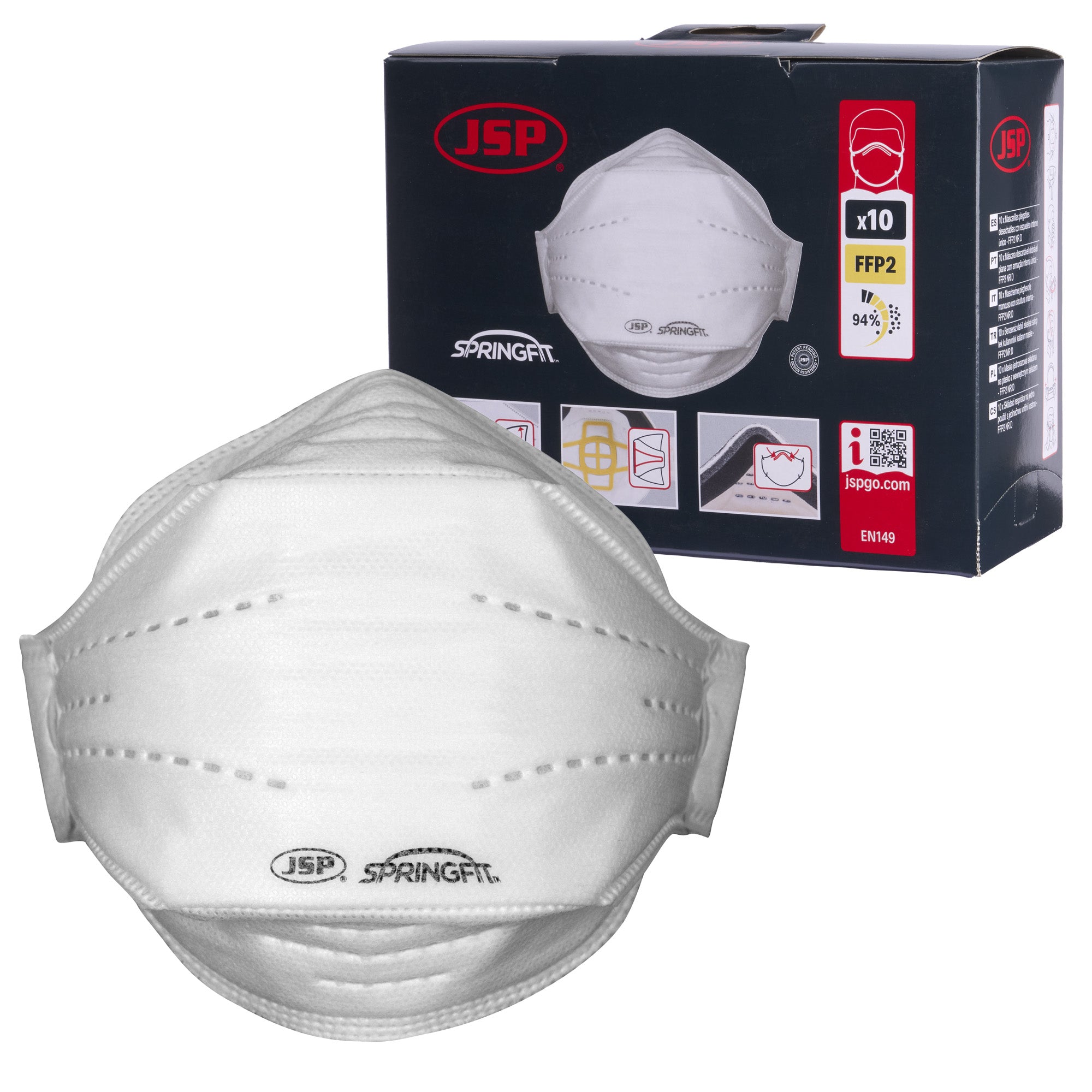 JSP Springfit FFP2 Disposable Dust Mask - Fold Flat 10pk – Start Safety UK