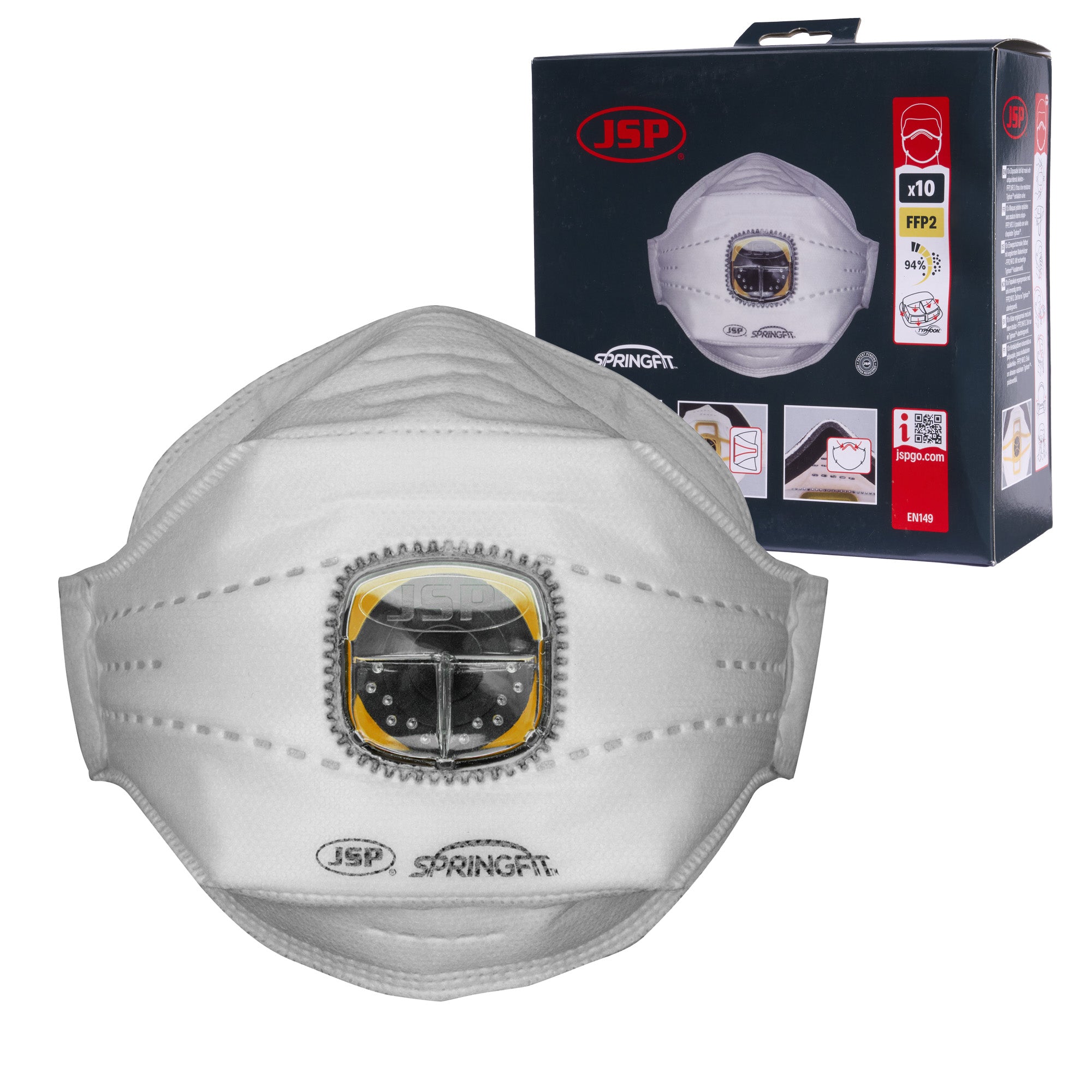 JSP Typhoon Valve Springfit FFP2 Disposable Face Mask 10pk – Start ...