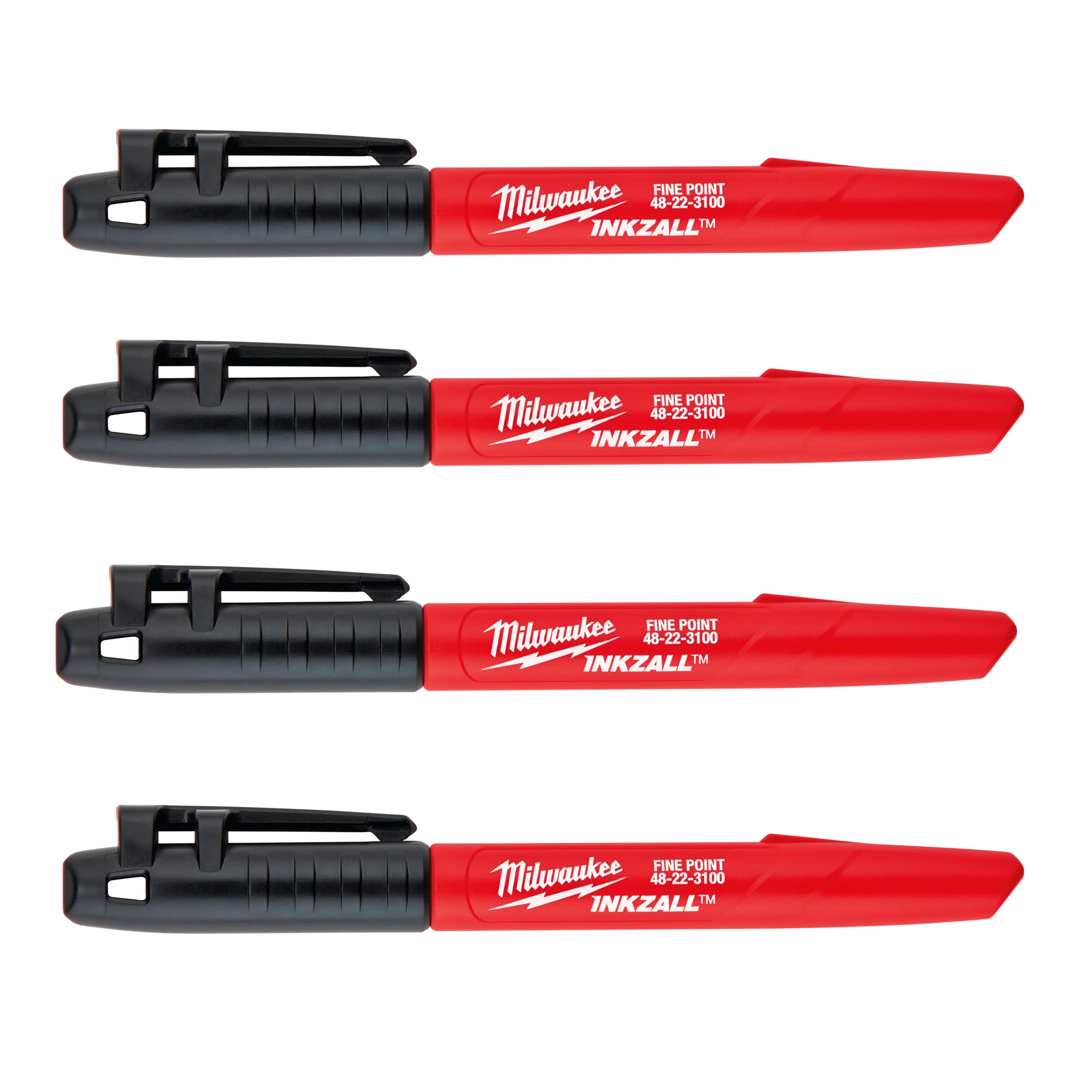 Milwaukee INKZALL Marker Pen Fine Tip 4 Pack Black - 4932480551 – Start ...
