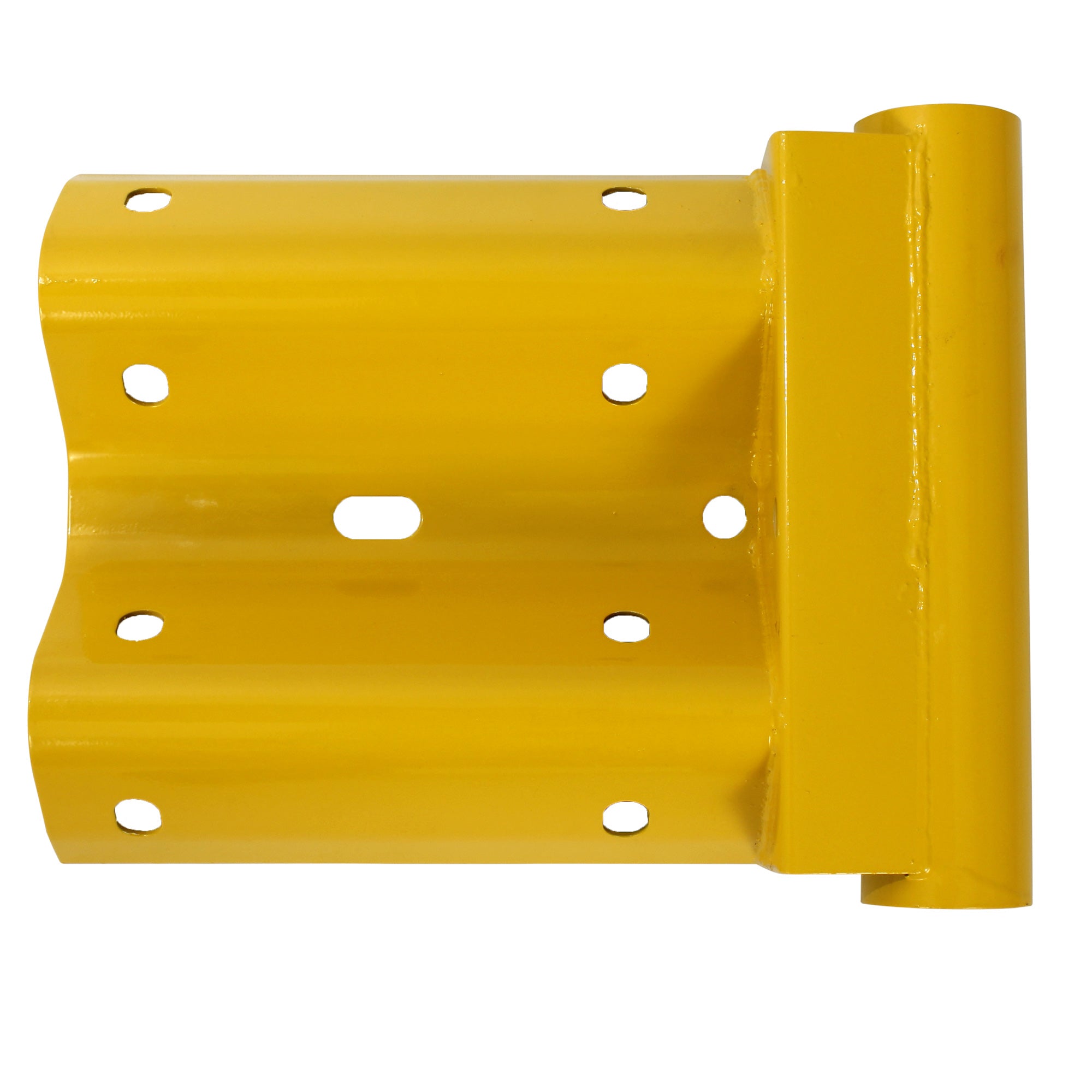 Yellow Pedestrian Friendly Armco Barrier Scroll End Cap Galvanised ...