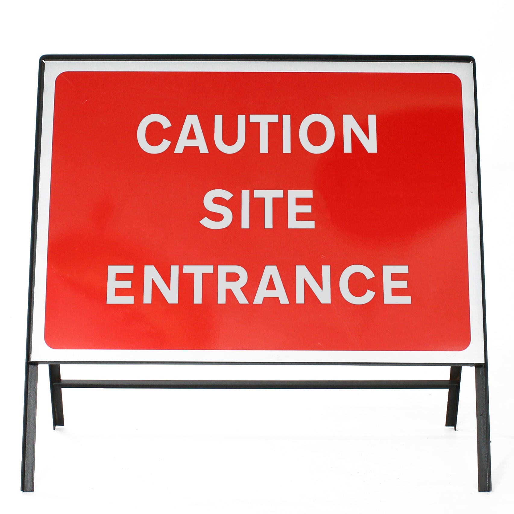 Caution Site Entrance Zintec Road Sign 1050x750mm – Start Safety UK