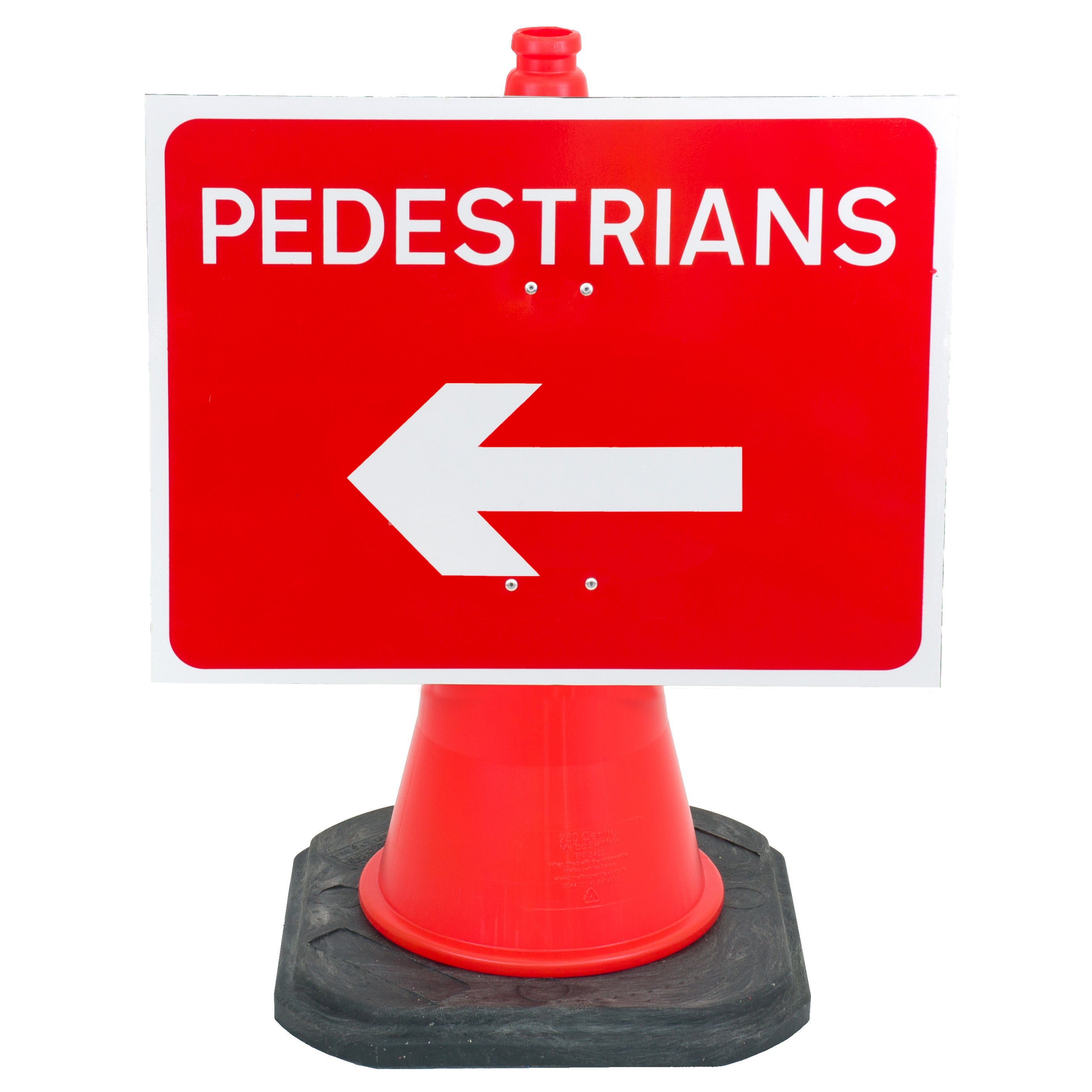 Pedestrians Arrow Left Cone Sign 7018a 600mm - (Cone Sold Separately ...