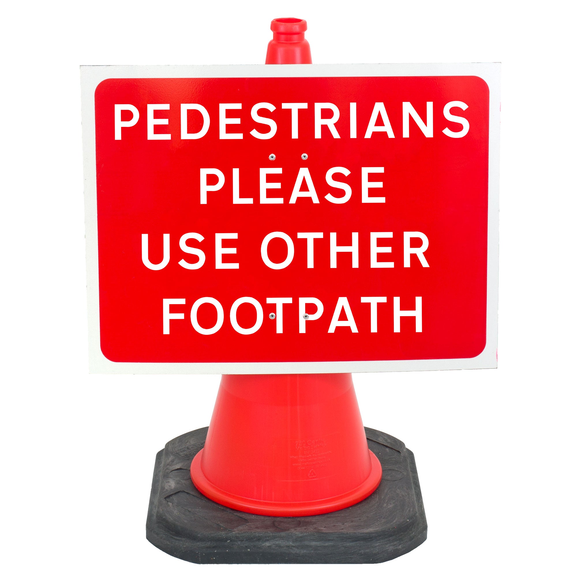 'Pedestrians Please Use Other Footpath' Cone Sign - Cone Sold ...