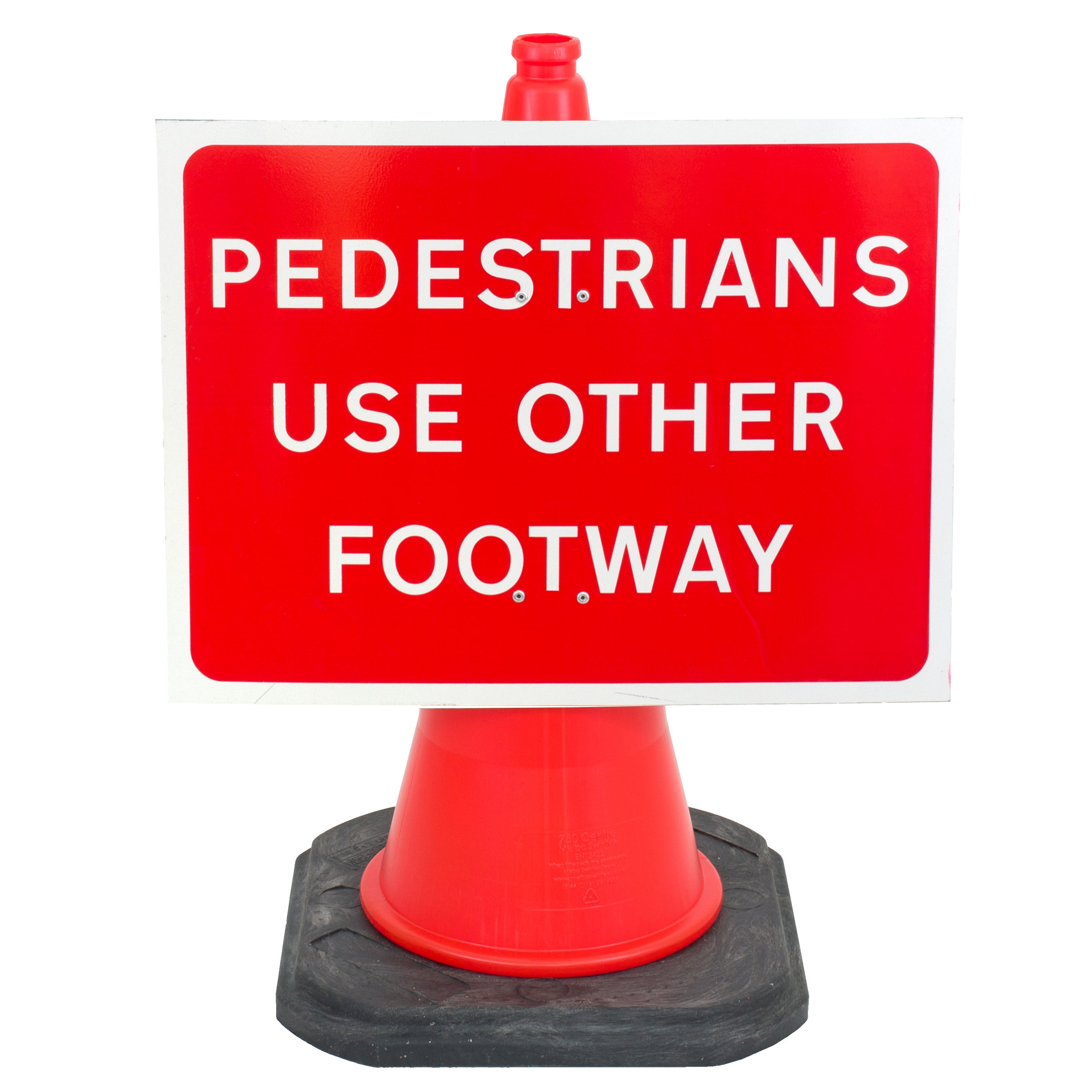 'Pedestrians Use Other Footway' Cone Sign 600mm (Cone Sold Separately ...