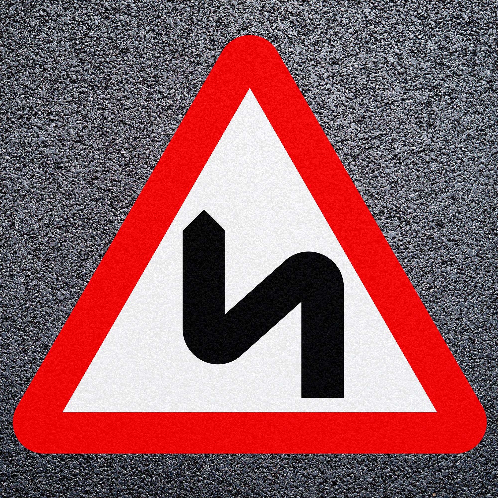 Double Bend Red Triangle Road Marking - Thermoplastic Symbol Dia. 513 ...
