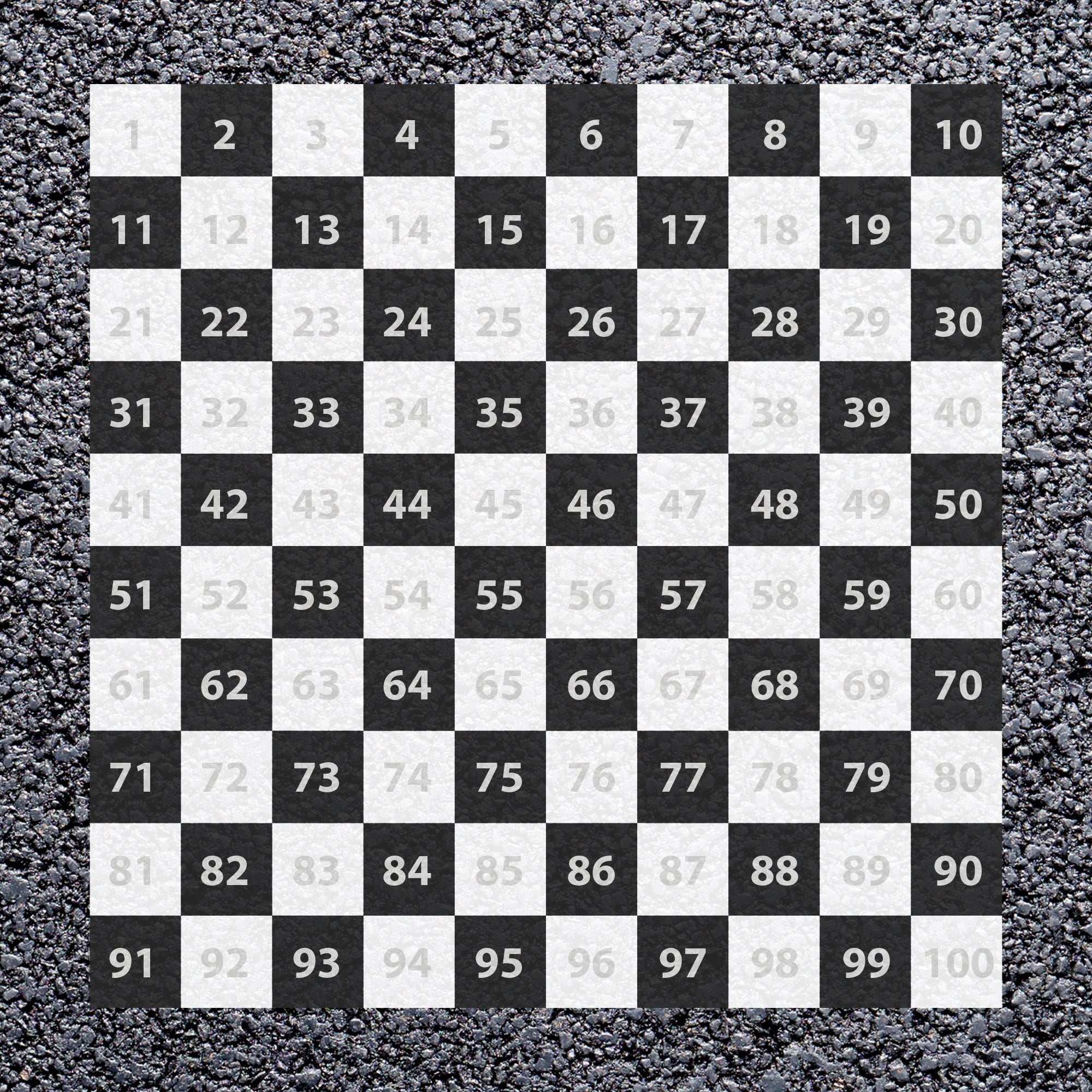 Chequerboard Number Grid Monochrome (3000mm x 3000mm) | Preformed ...