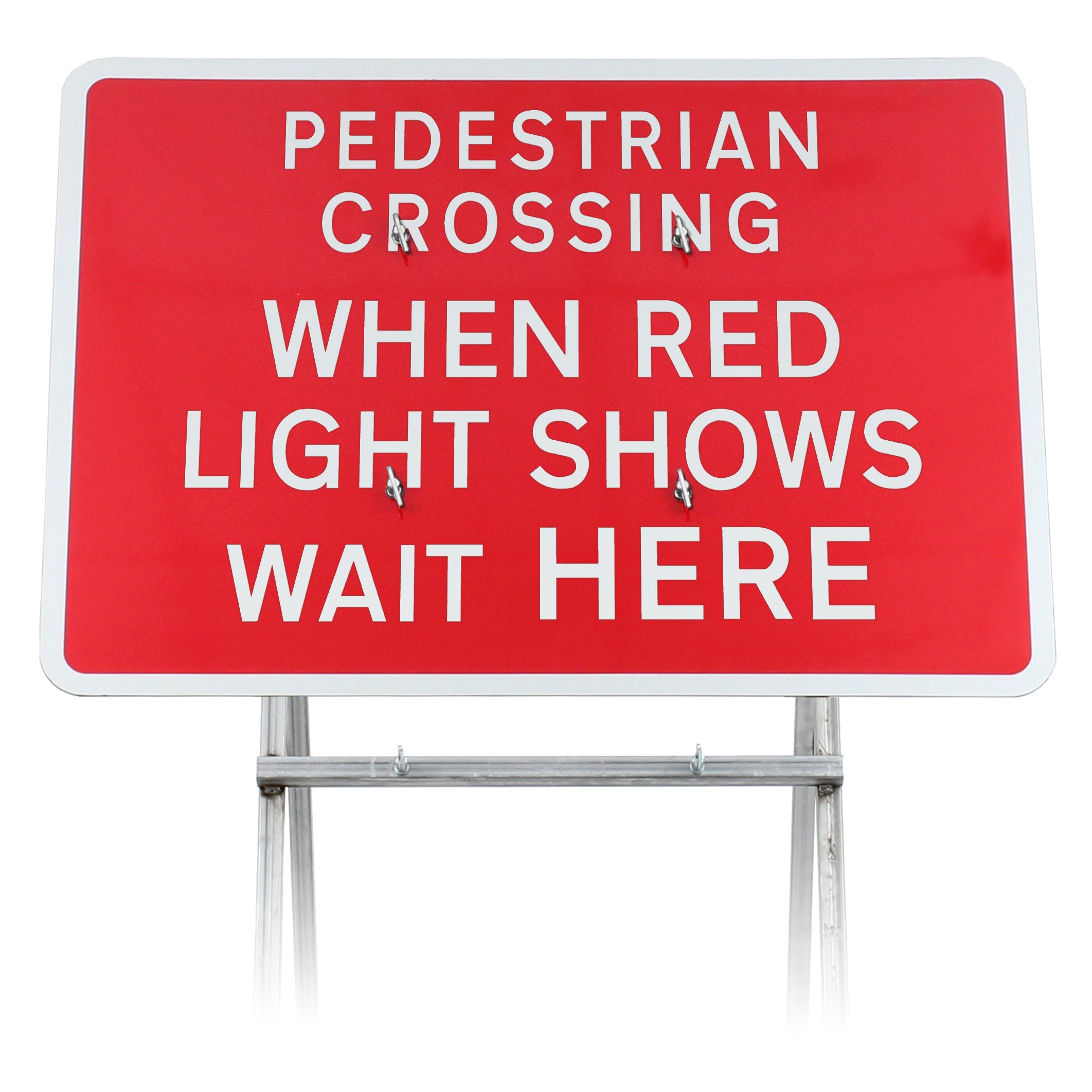 Pedestrian Crossing When Red Light Shows Wait Here Sign (face only ...