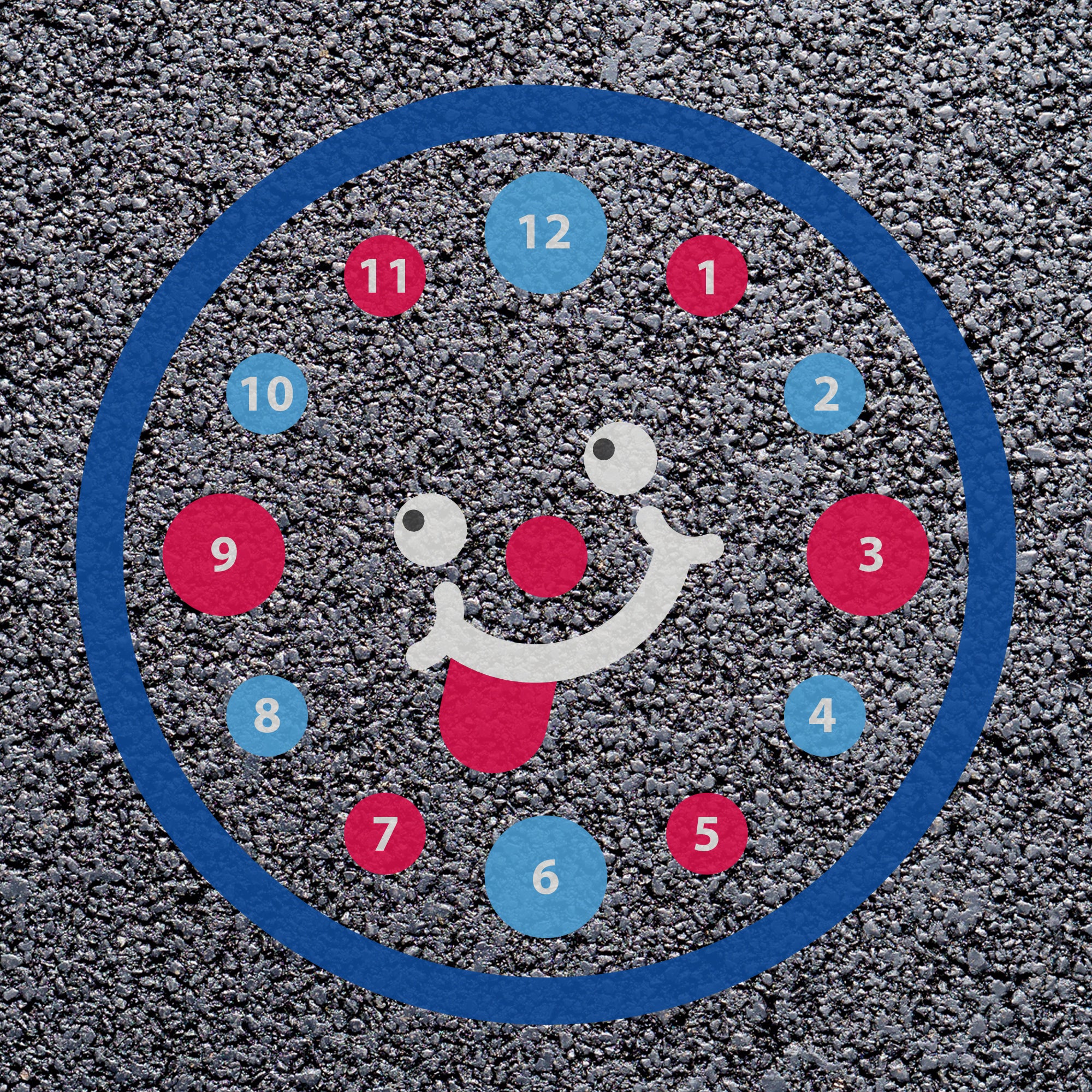 Smiley Face 12 Hour Clock Playground Marking (3000mm x 3000mm ...