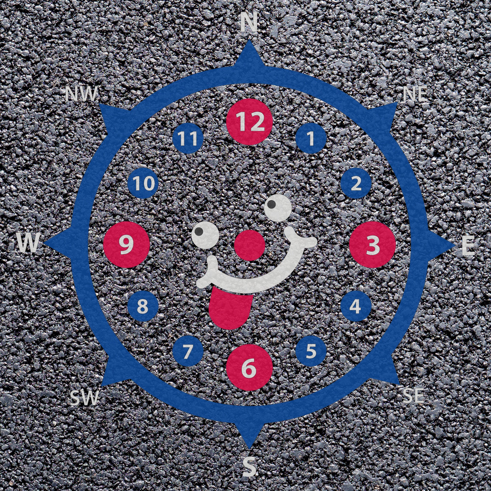 Smiley Face Compass & Clock Playground Marking (3000mm x 3000mm ...