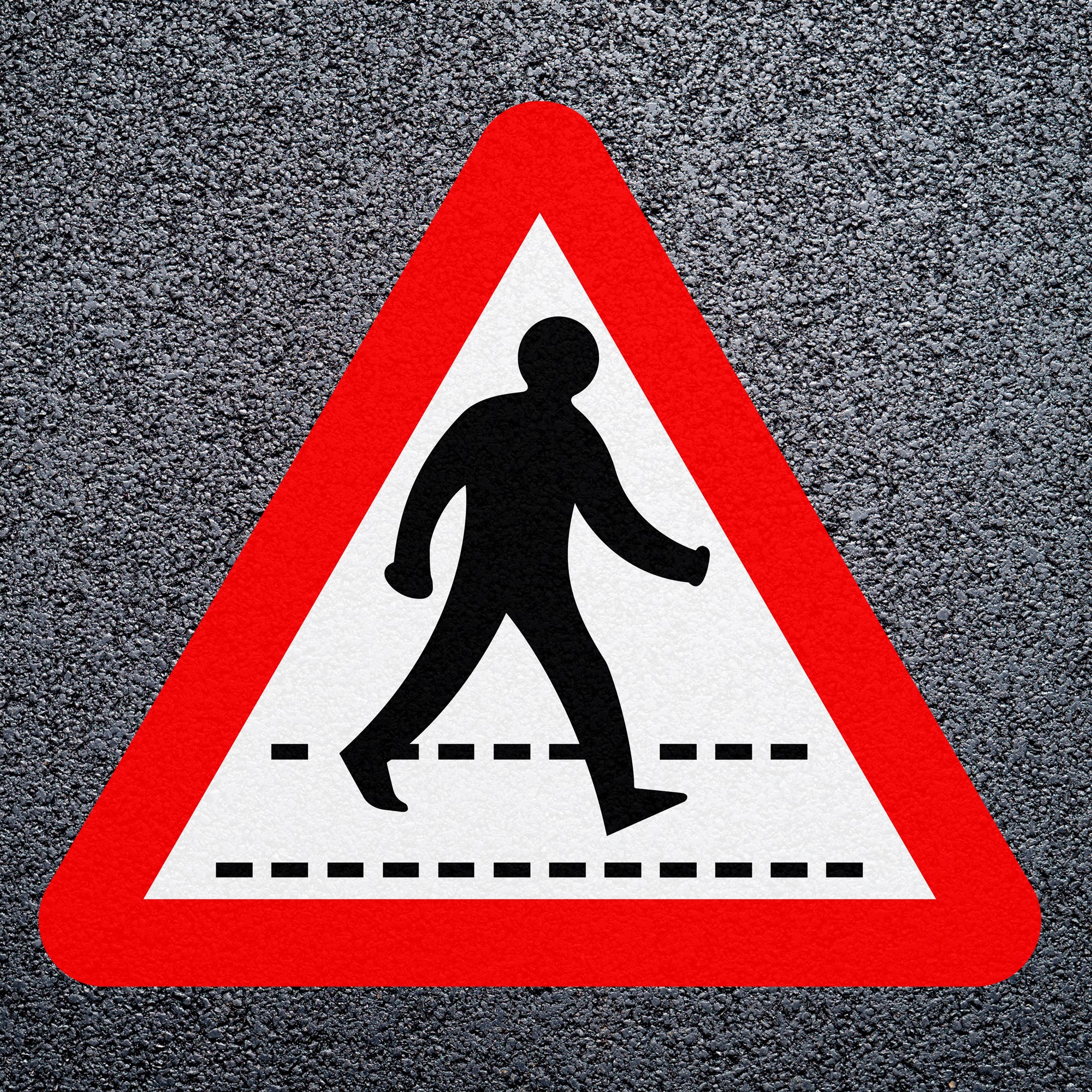 Zebra Crossing Red Triangle Road Marking - Thermoplastic Symbol Dia ...