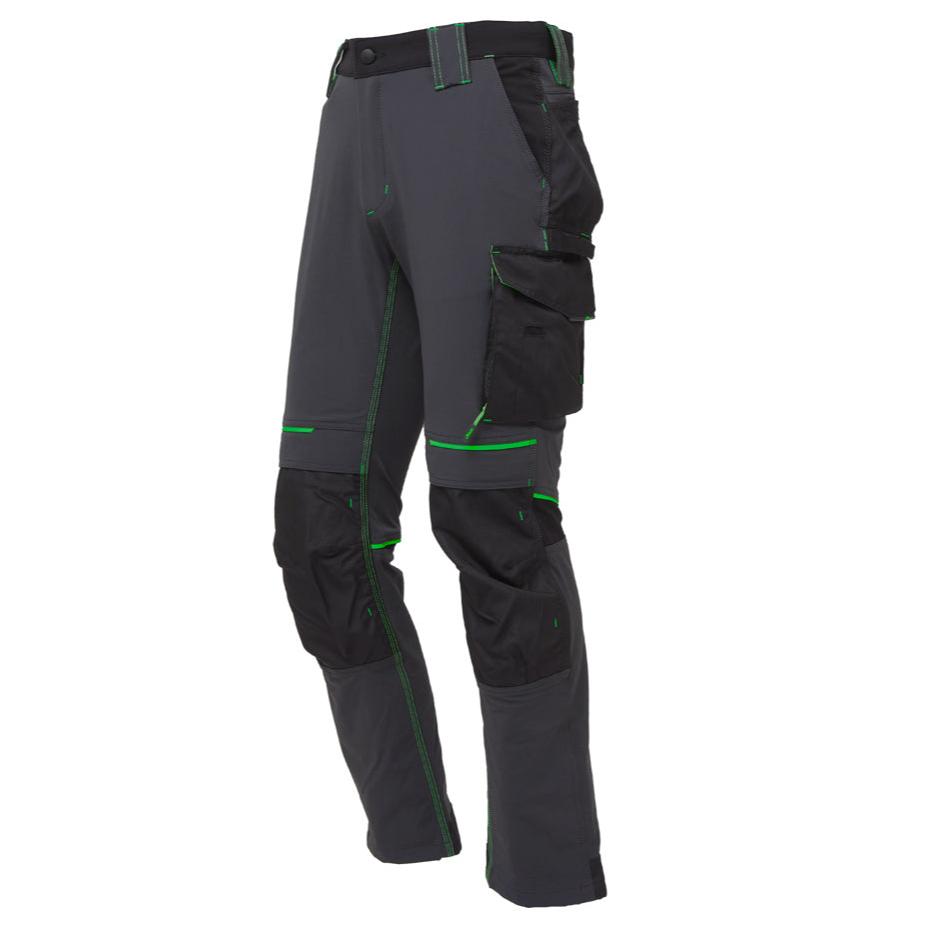 U-Power Atom Slim Fit Stretch Work Trousers Asphalt Grey / Green | Buy ...